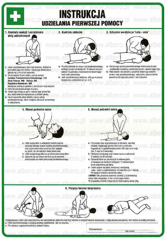 Tablica - Instrukcja udzielania pierwszej pomocy - Sklep Albero.pl
